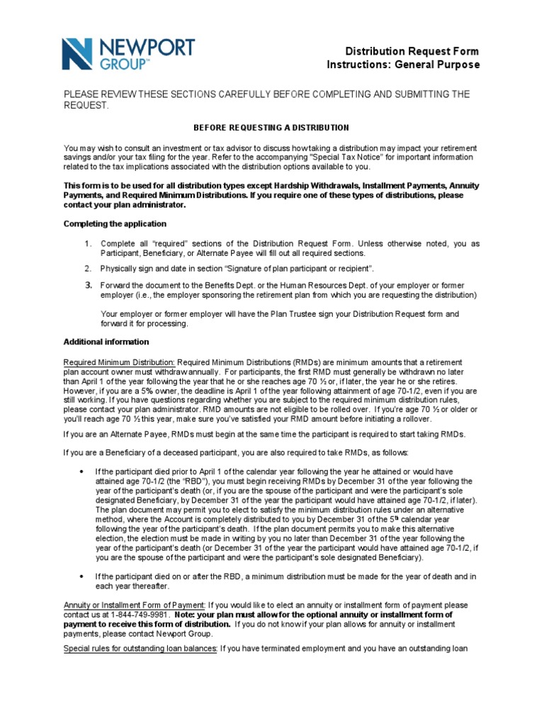 General Purpose Distribution Request Form | Download Free PDF ...