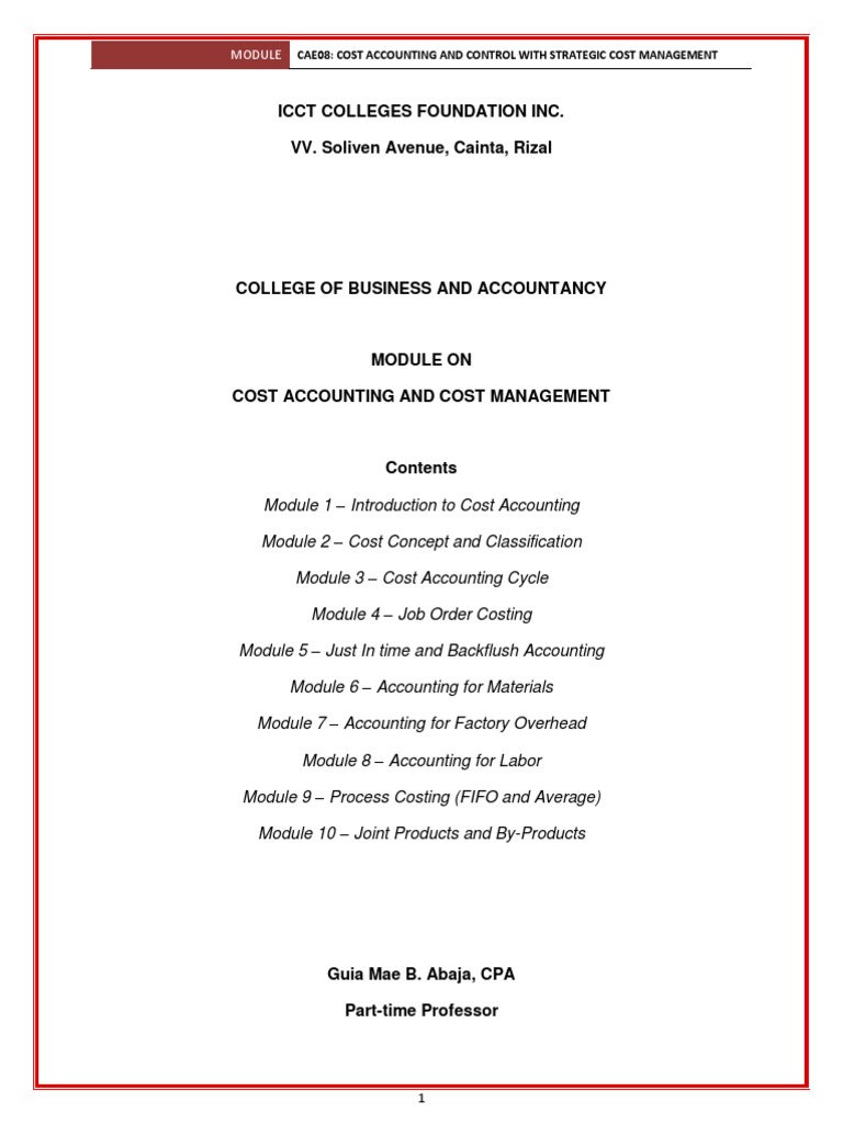 Cost Accounting Module Overview | PDF | Cost Of Goods Sold | Cost ...