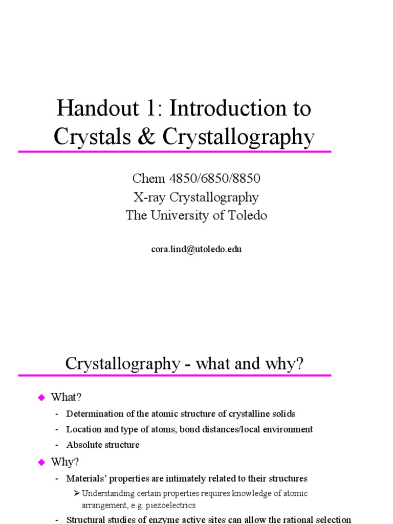 1 Introduction To Crystals Crystallography Hand Out | PDF | X Ray ...