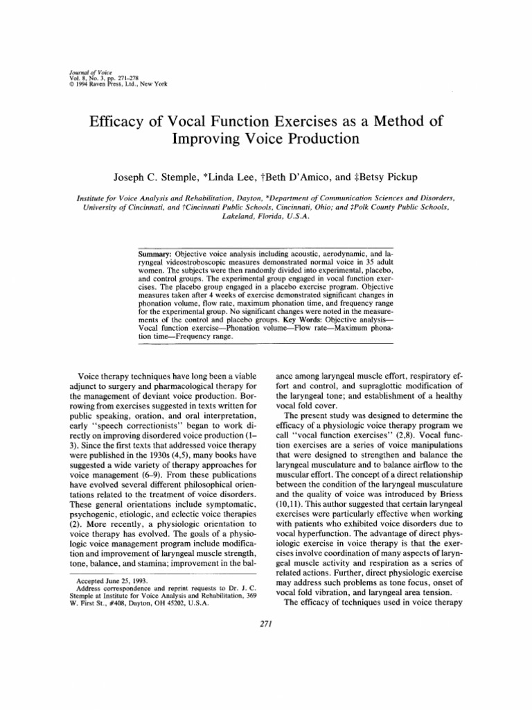 Stemple1994 Efficacy of Vocal Function Exercises As A Method of ...