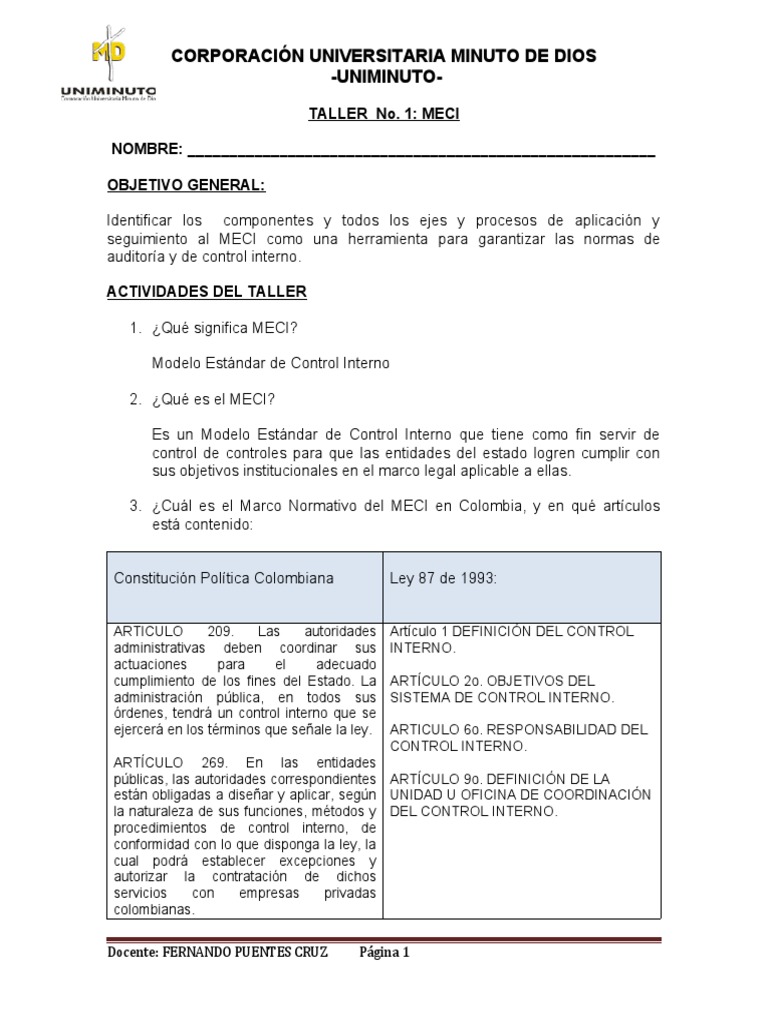 Estructura y Significado del MECI | PDF | Planificación | Evaluación