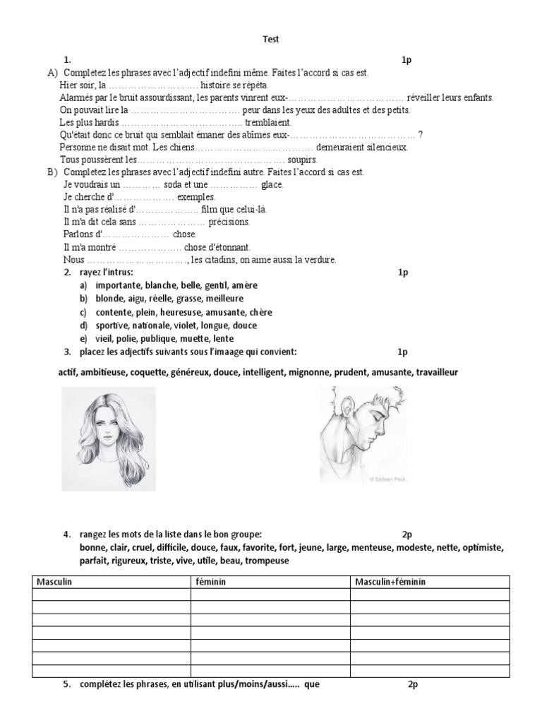 Test Adjectif | PDF | Arts du langage et discipline