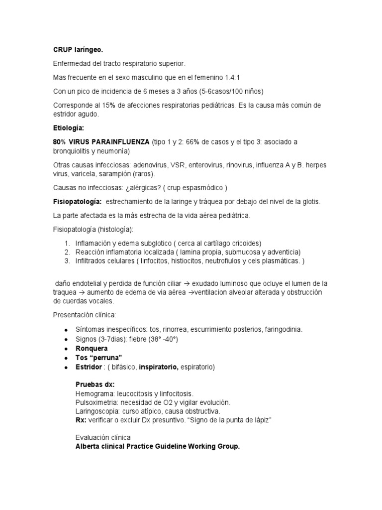CRUP Laríngeo | PDF | Tos | Enfermedades respiratorias