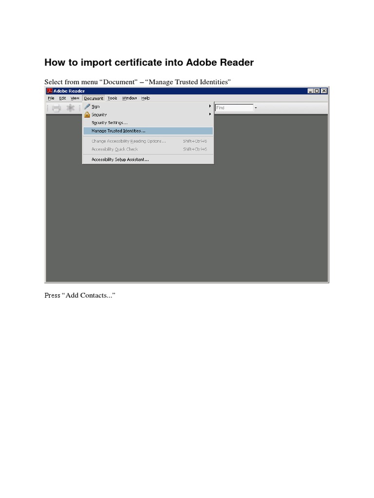 Importing Certificates in Adobe Reader | PDF
