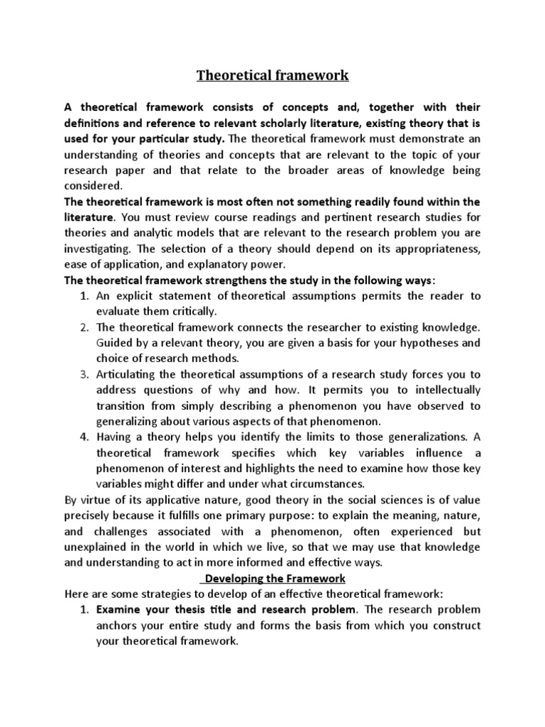 Theoretical Framework | PDF | Theory | Concept