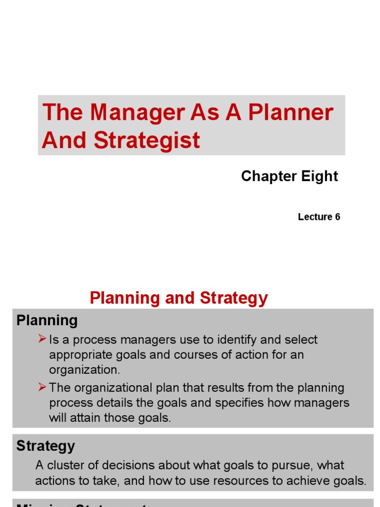 The Manager As A Planner and Strategist: Chapter Eight | PDF ...