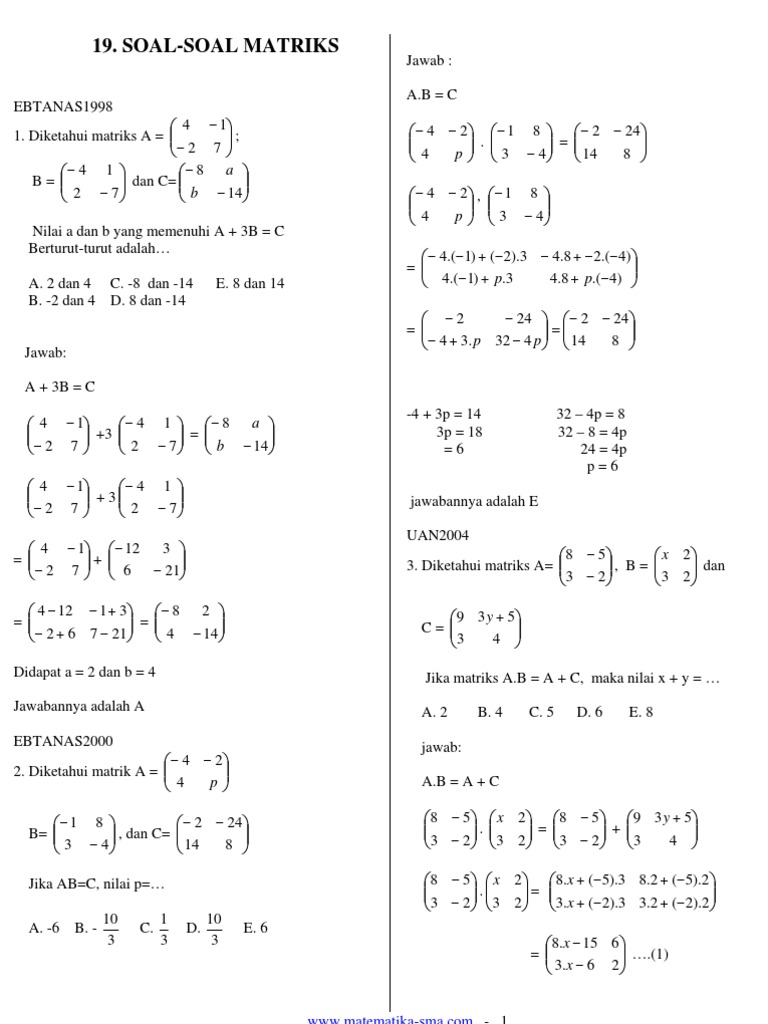 Soal-Soal Matriks | PDF