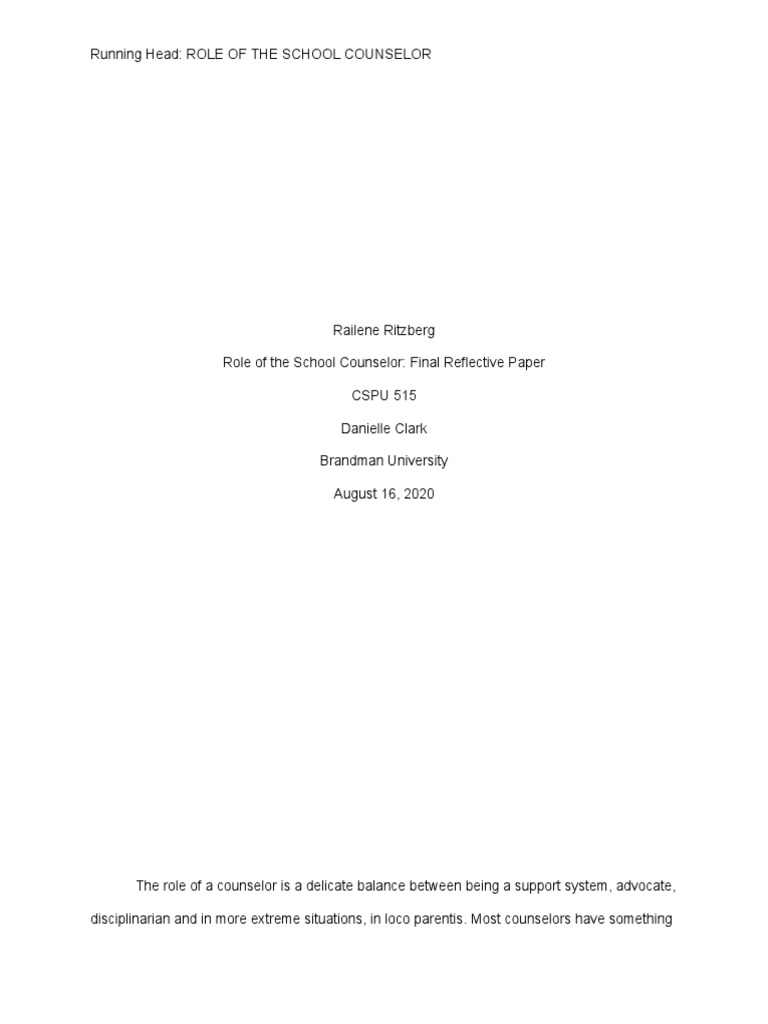 Role of The School Counselor | PDF | School Counselor | Classroom