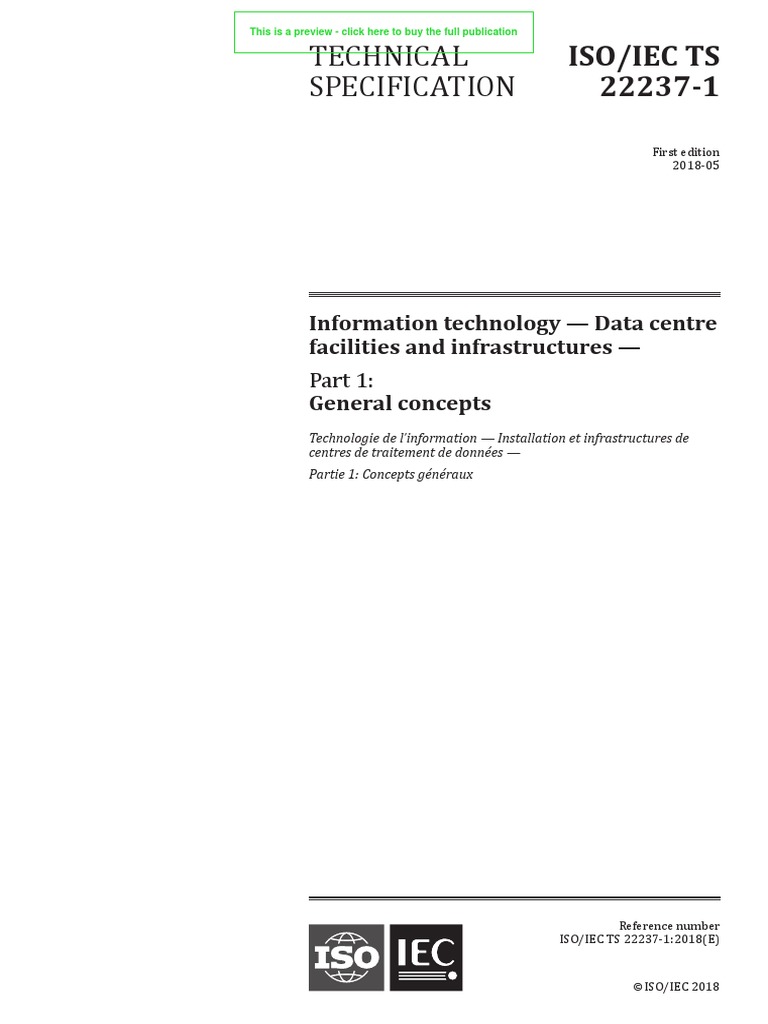 Technical Specification: Iso/Iec Ts 22237-1 | PDF | Data Center ...