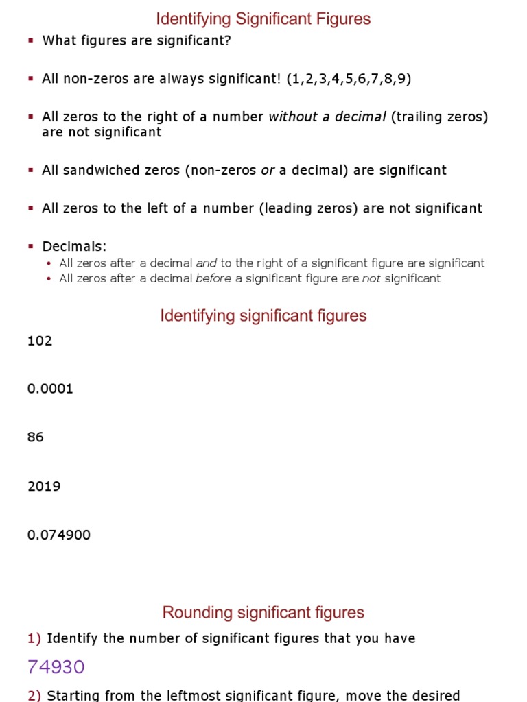 Identifying and Rounding Significant Figures Notes | PDF | Significant ...