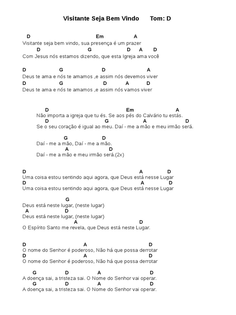 Hino "Visitante Seja Bem-Vindo" | PDF | Jesus | Amor