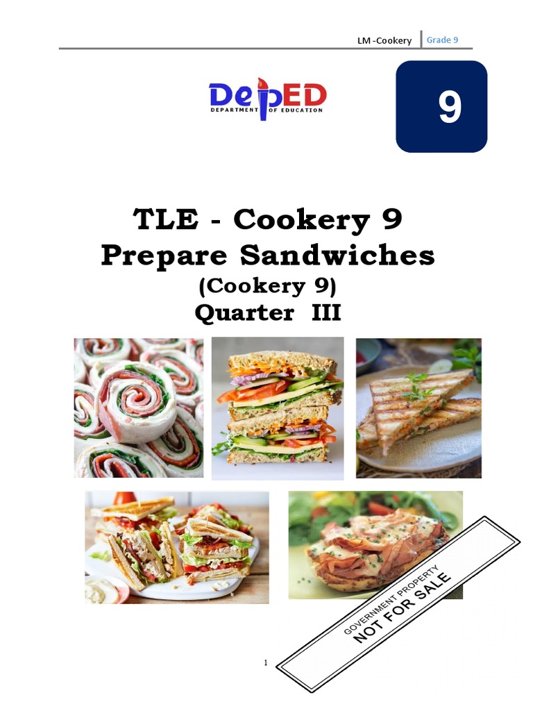 Cookery 9 Quarter 3 | PDF | Knife | Sandwich
