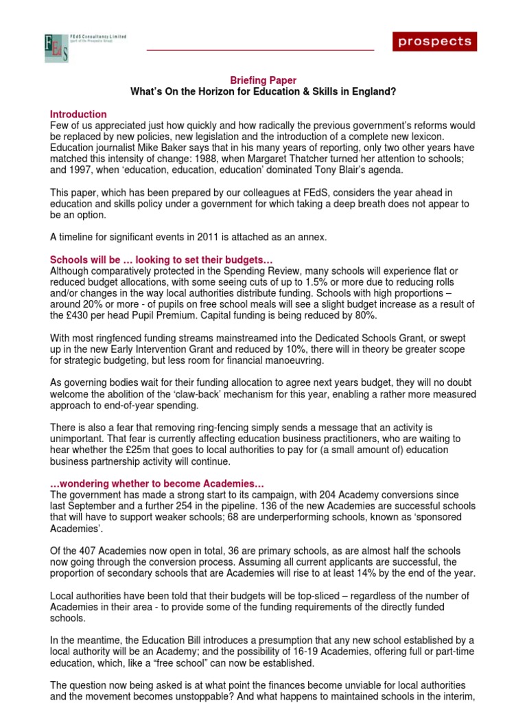 The Future of Education (Jan 2011) Paper | PDF | Apprenticeship ...