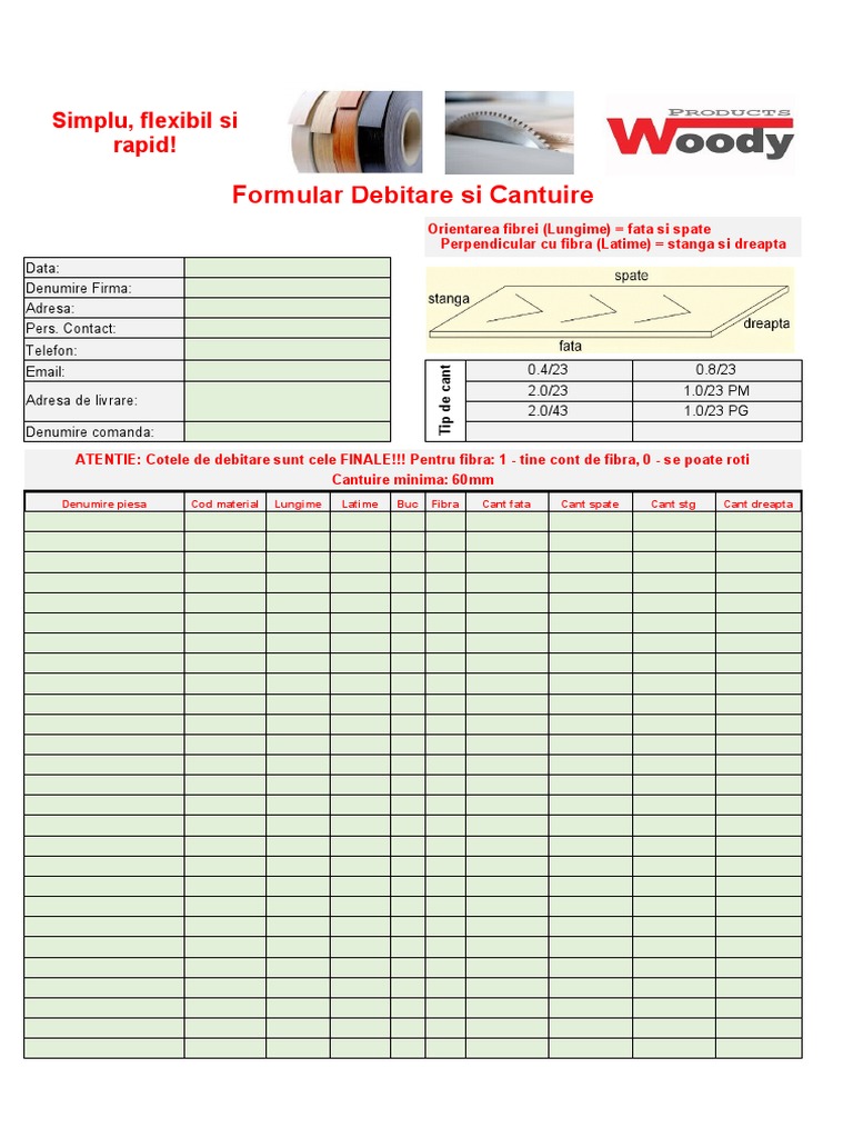 Fisa Prelucrare Comanda WOODY | PDF