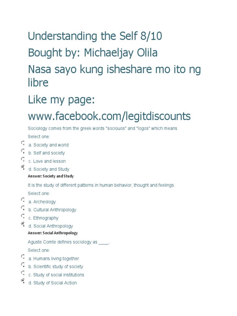 Understanding-the-self-Quiz-002-08 - 10.docx Versio | PDF