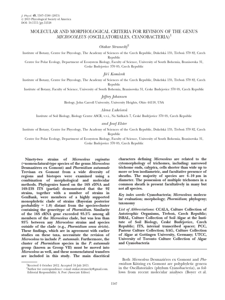 Molecular and Morphological Criteria For | PDF | 16 S Ribosomal Rna | Species