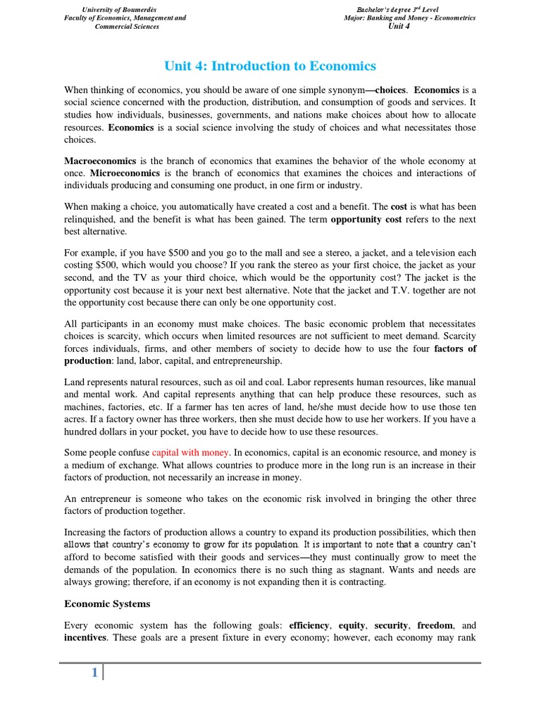 Lesson 4 Introduction To Economics | PDF | Economics | Market (Economics)