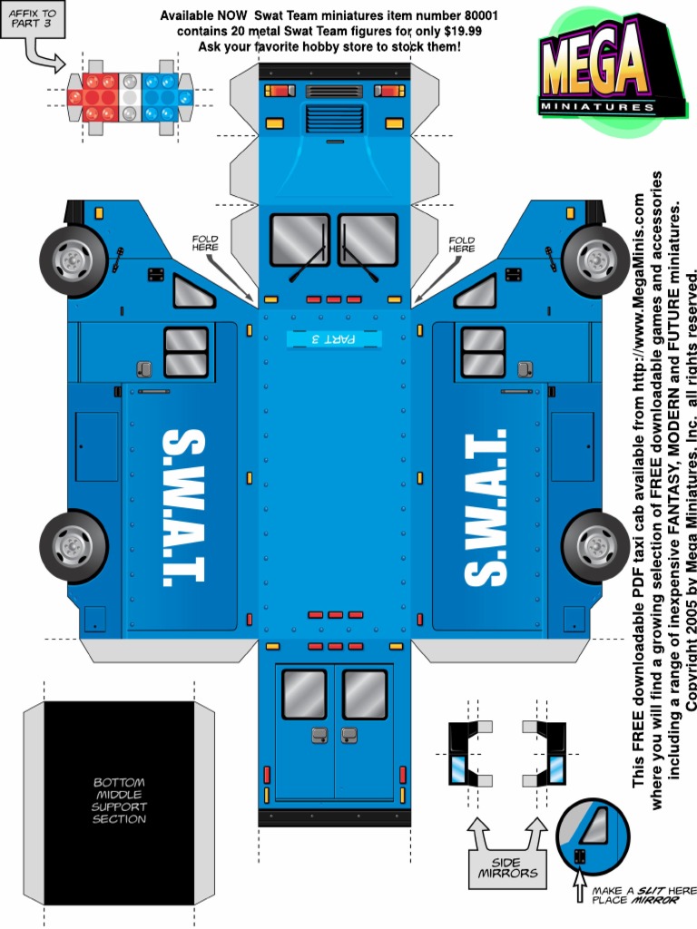 28mm Swat Van Paper Vehicle Miniature | PDF