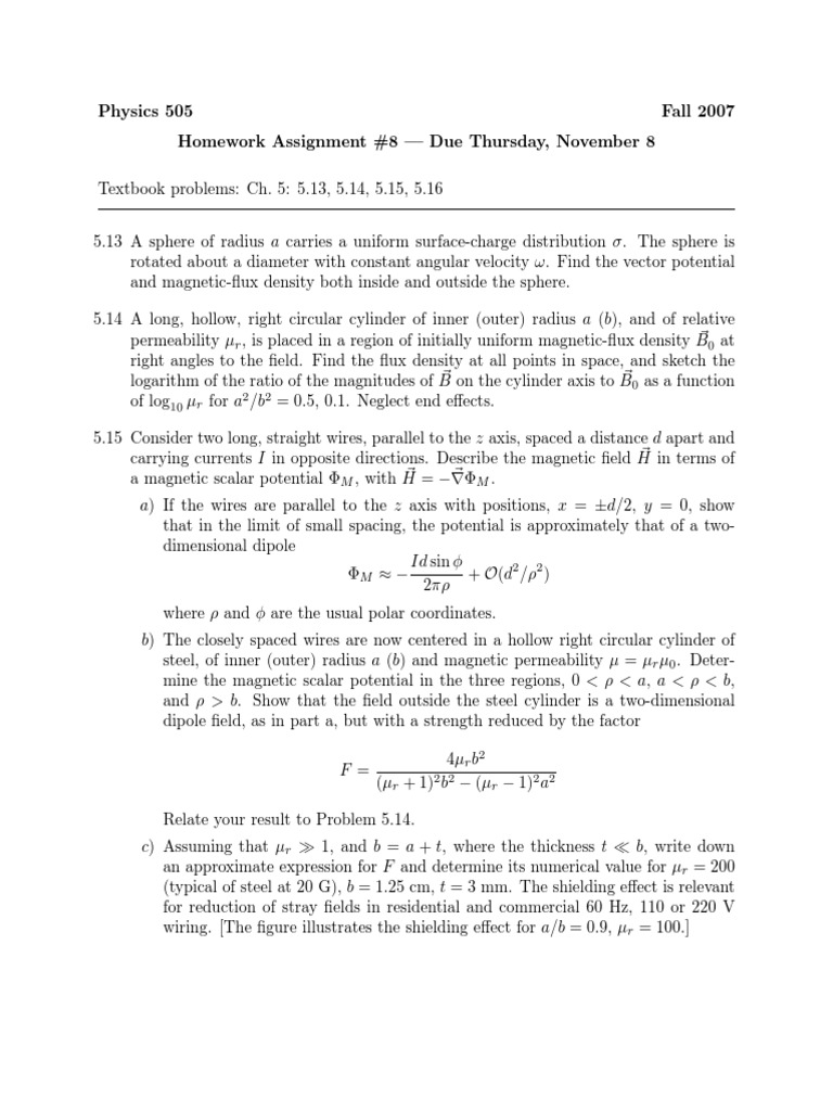 F07 Hw08 Pdf Rotation Around A Fixed Axis Euclidean Vector