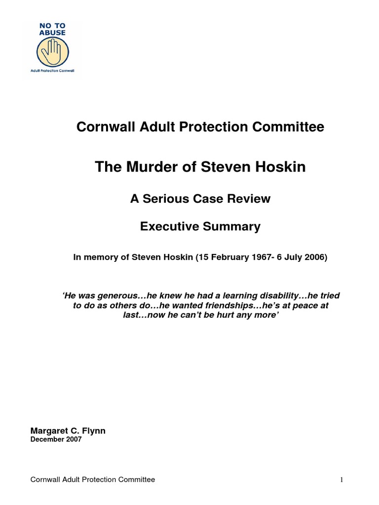 Steven Hoskin Serious Case Review Exec Summary | PDF | Emergency ...