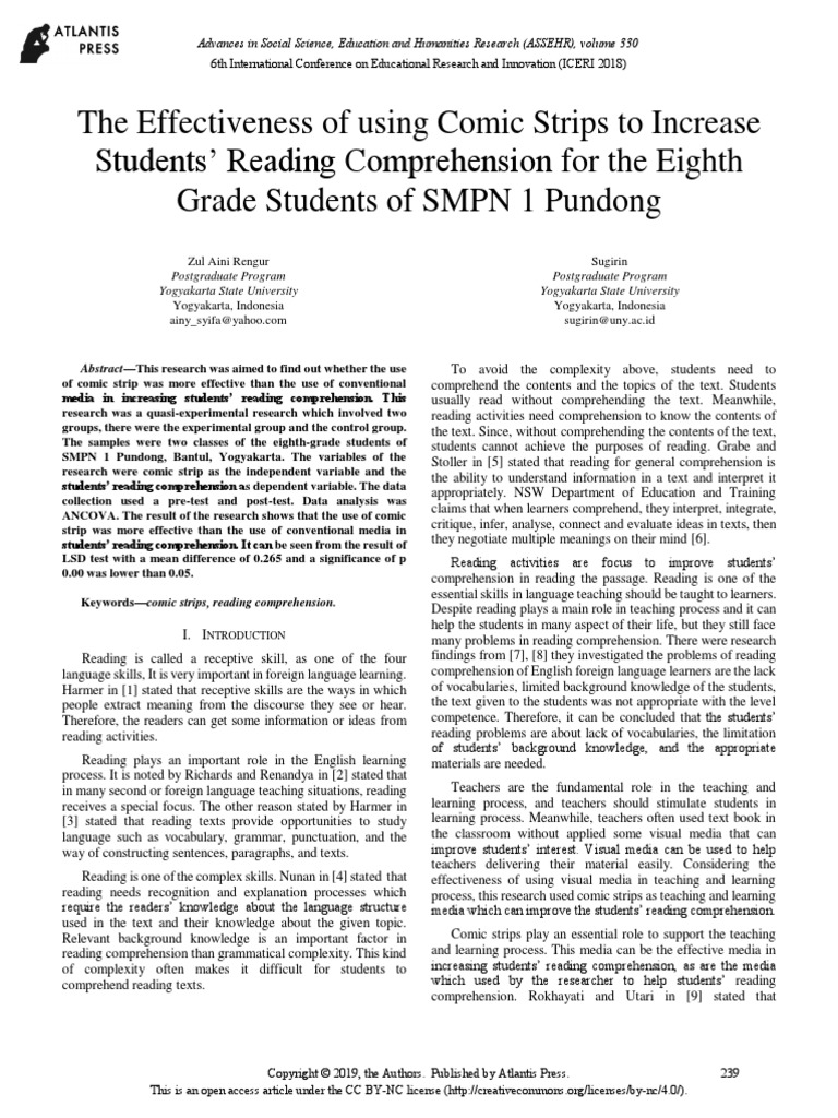 The Effectiveness of Using Comic Strips To Increase Students' Reading ...