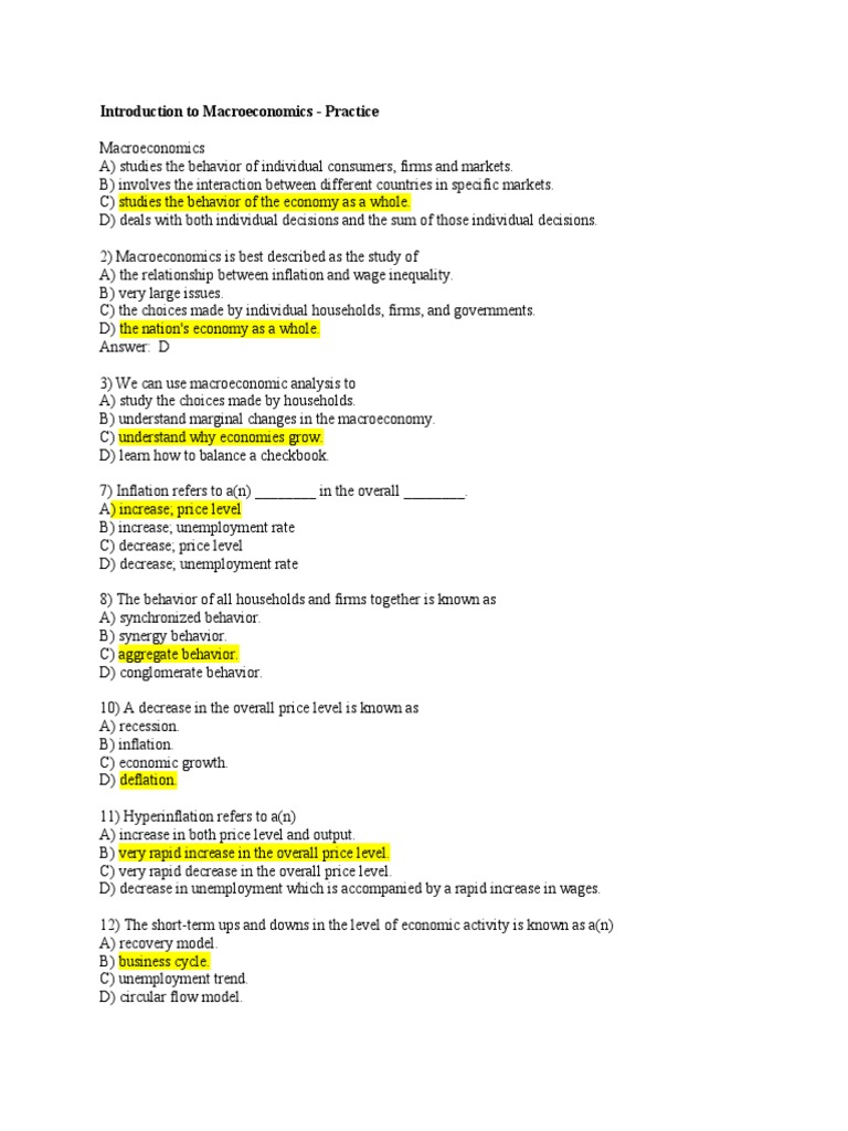 Macroecons ch1 Revision Worksheet | PDF | Recession | Macroeconomics