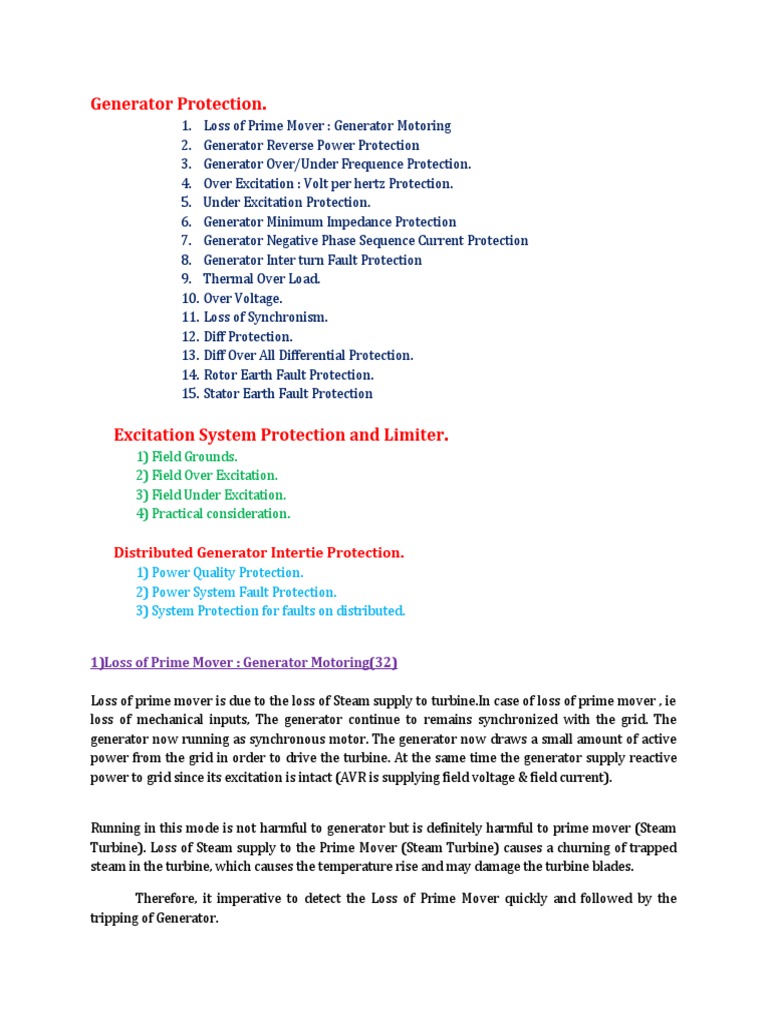 Generator Protection XZC | PDF | Electric Generator | Transformer