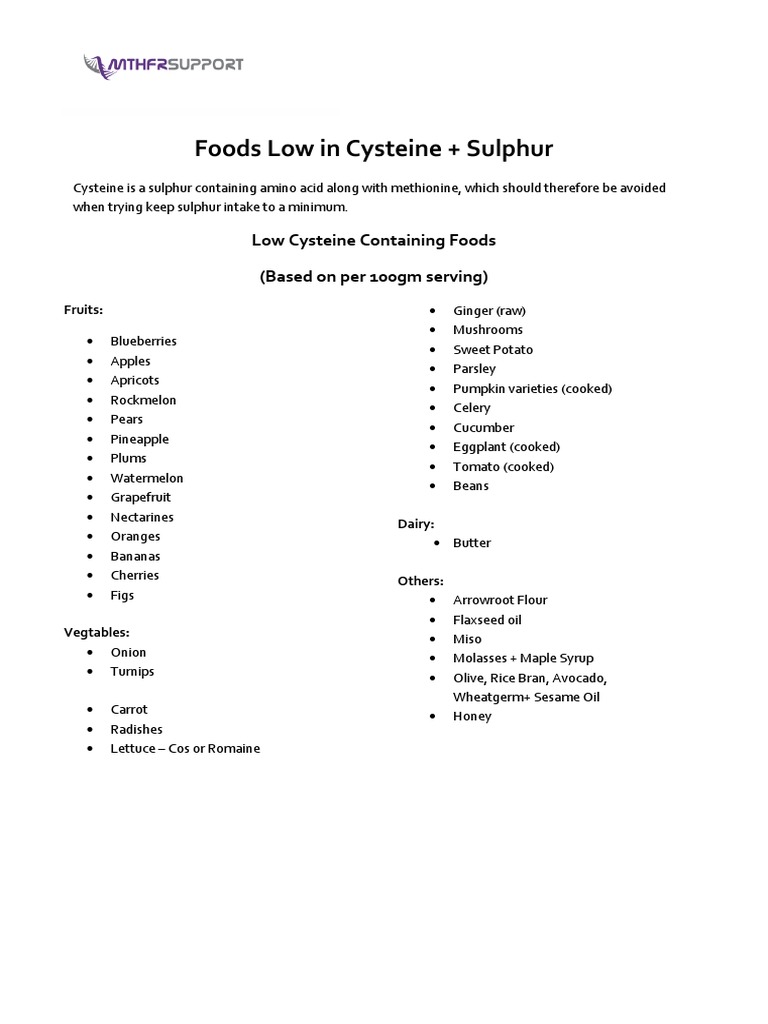 Low Sulphur Diet Food List | PDF | Vegetables | Vegan Cuisine
