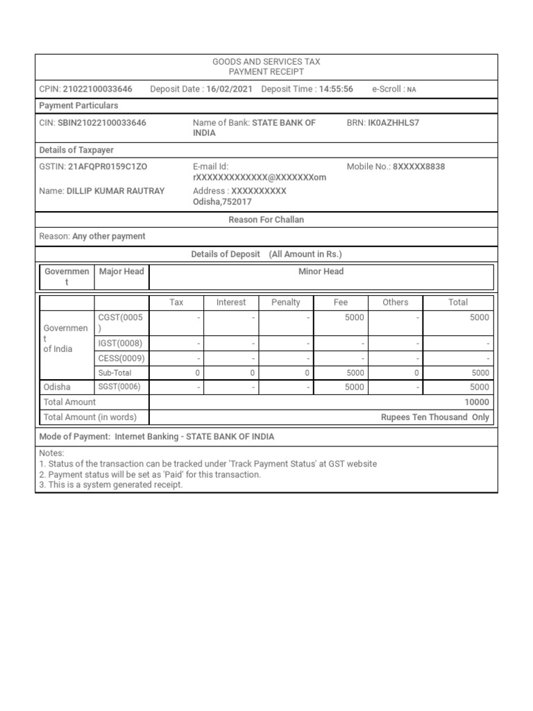 GST Challan Receipt | PDF