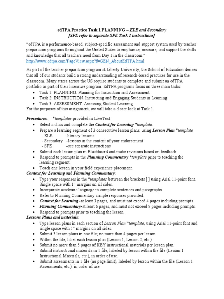 0 Practice Task 1 Instructions | PDF | Lesson Plan | Educational Assessment