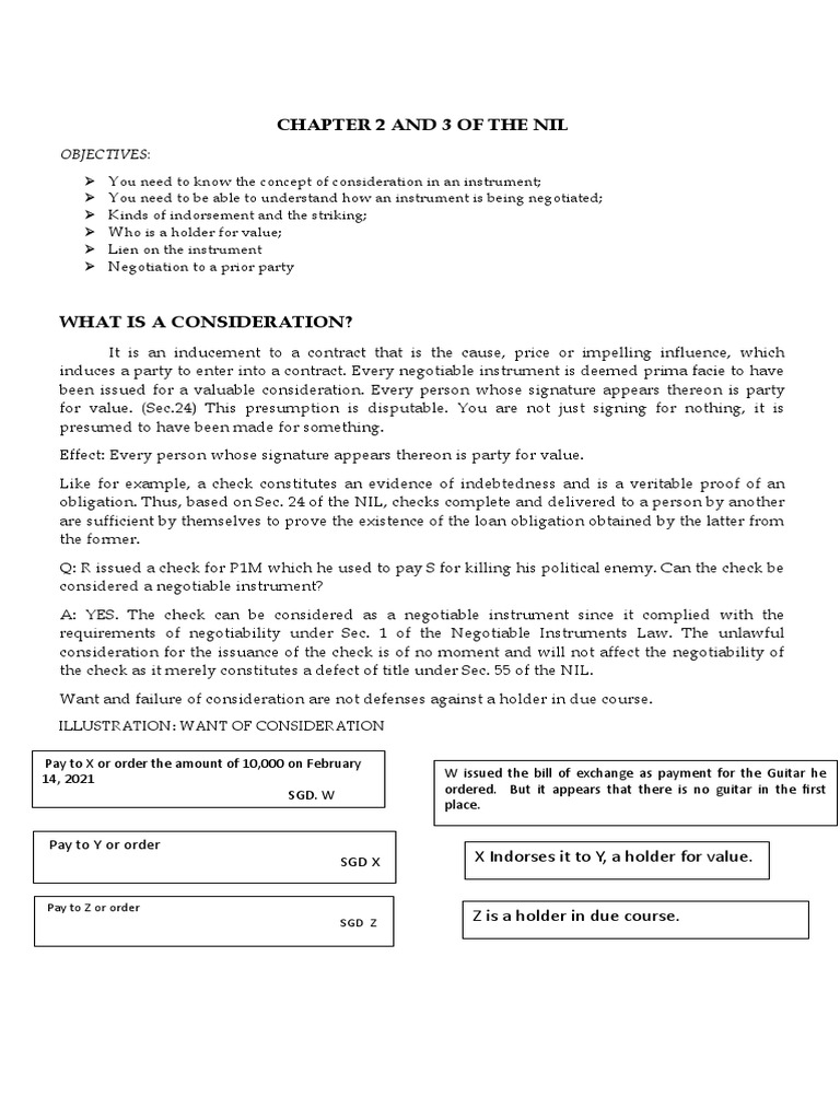 CHAPTER 2 and 3 | PDF | Negotiable Instrument | Assignment (Law)