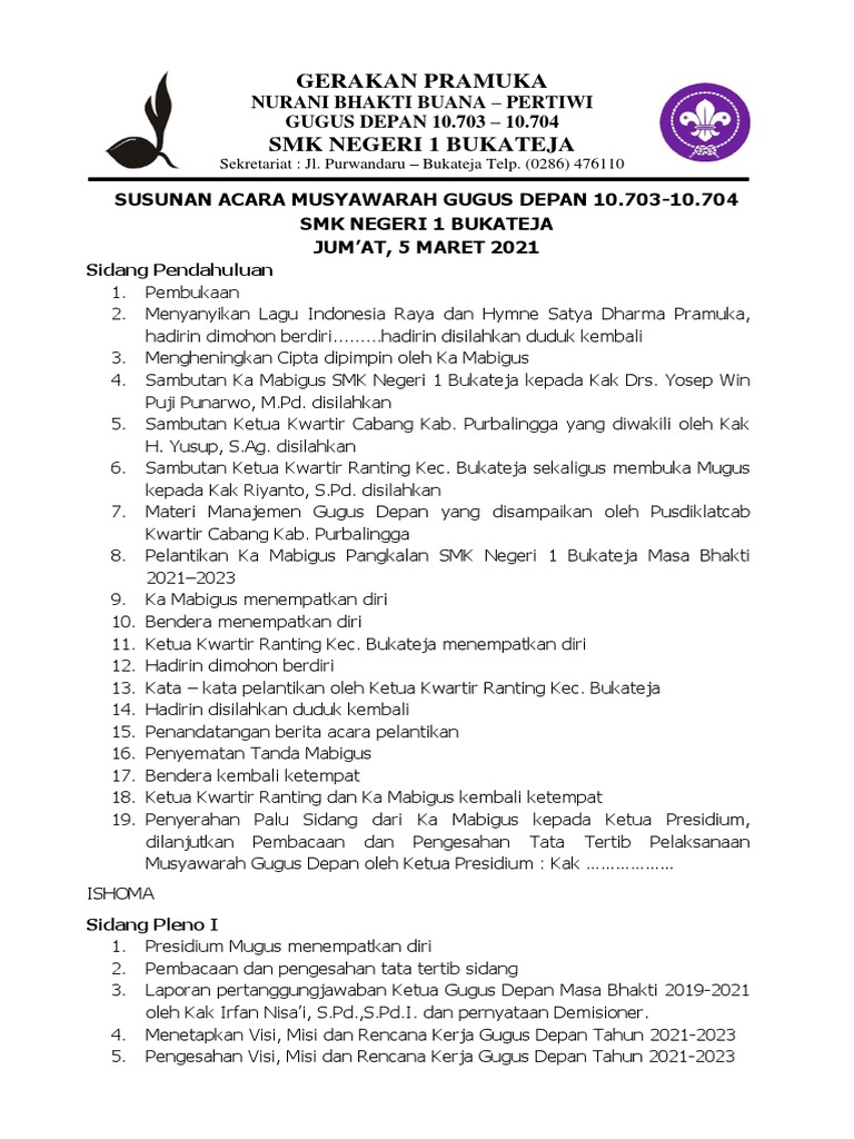 Susunan Acara Mugus SK-TUKA | PDF
