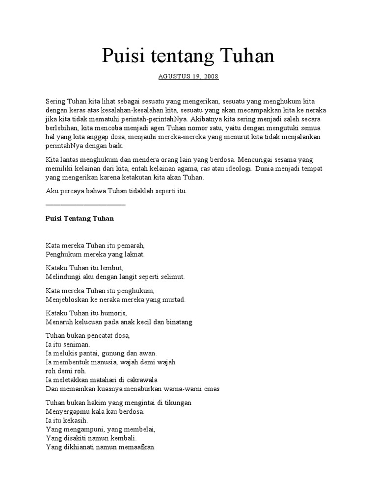 Puisi Tentang Tuhan | PDF | Kajian Bahasa Asing