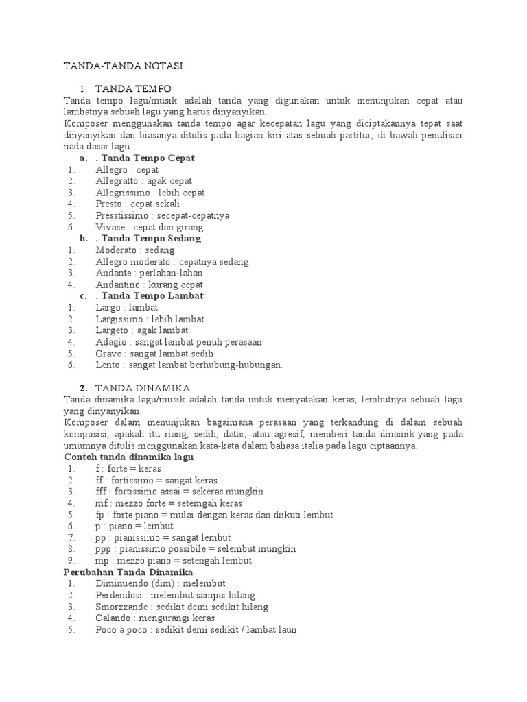 Tanda Notasi dalam Musik | PDF | Seni