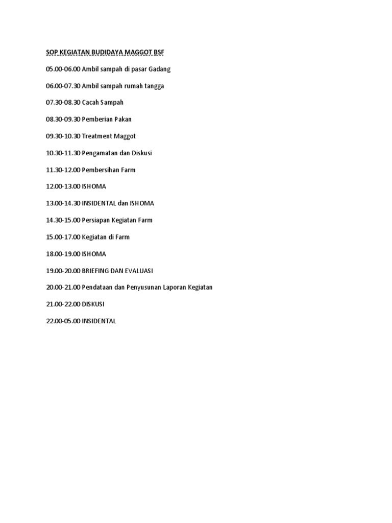 SOP Budidaya Maggot BSF Malang | PDF | Griya & Taman