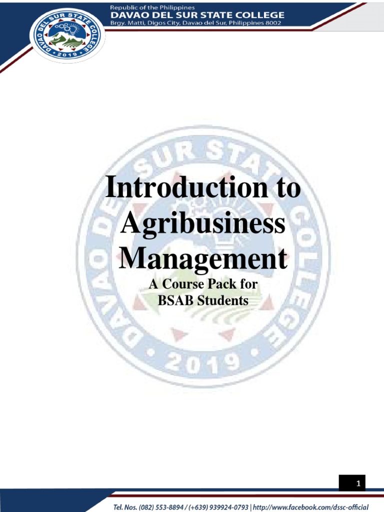 Introduction To Agribusiness Management: A Course Pack For BSAB ...