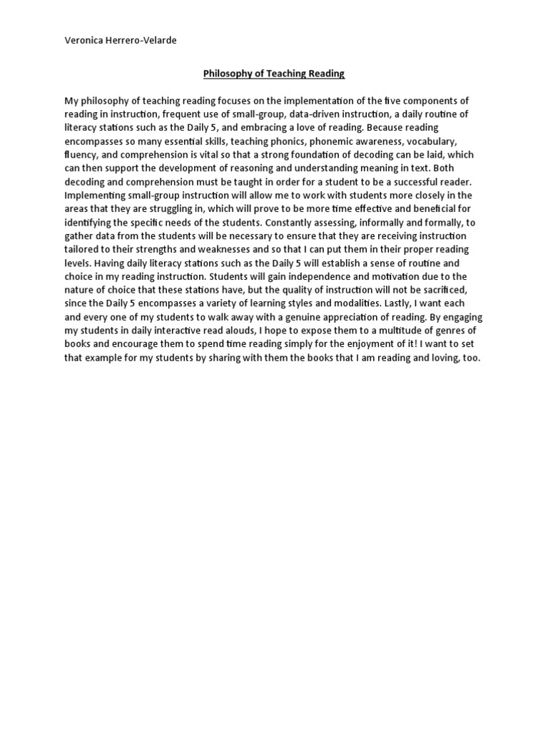 Herrero's Reading Instruction Philosophy | PDF