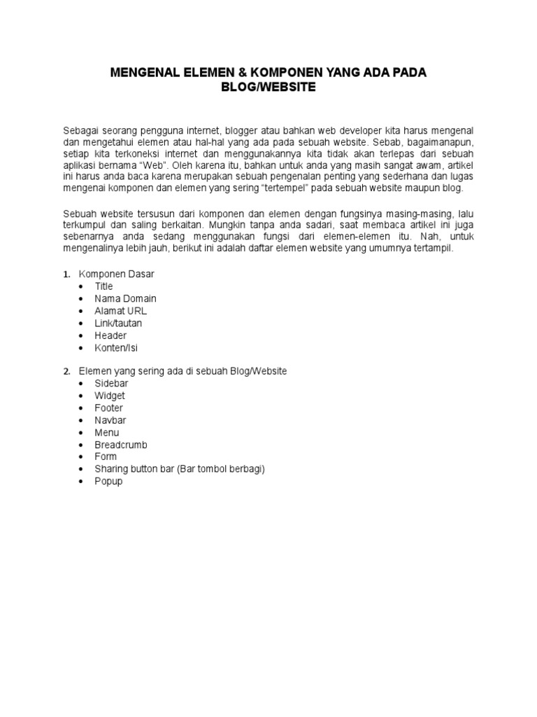 Elemen Penting pada Website dan Blog | PDF