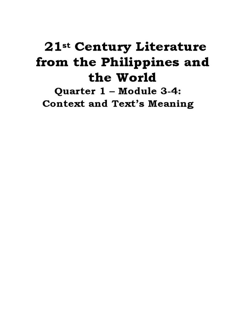 21st Century Literature Module 3 Overview | PDF | Genre | Writers