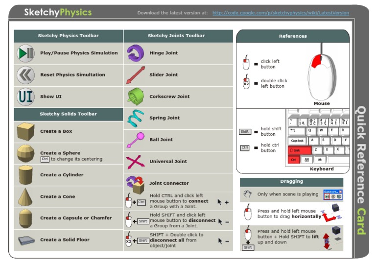 SketchyPhysics - Quick Reference Card | PDF | Input/Output | Human–Computer Interaction