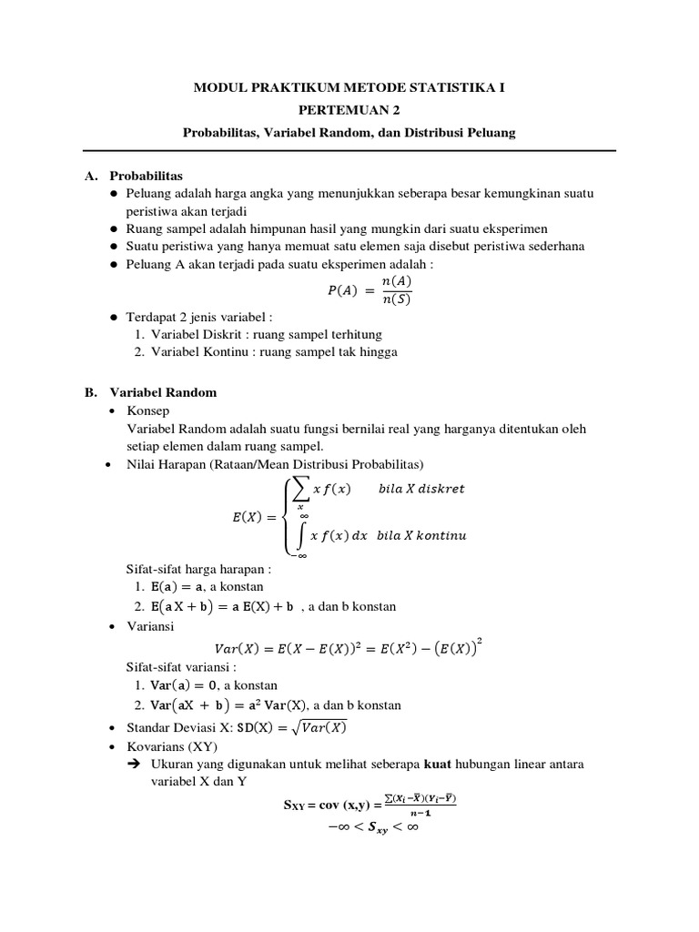 Probabilitas, Variabel Random, Dan Distribusi Peluang | PDF
