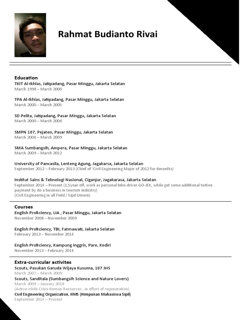 CV Rahmat (Lulus 6,5 Tahun. 5tahun Aktif 1,5 Tahun Cuti) | PDF ...