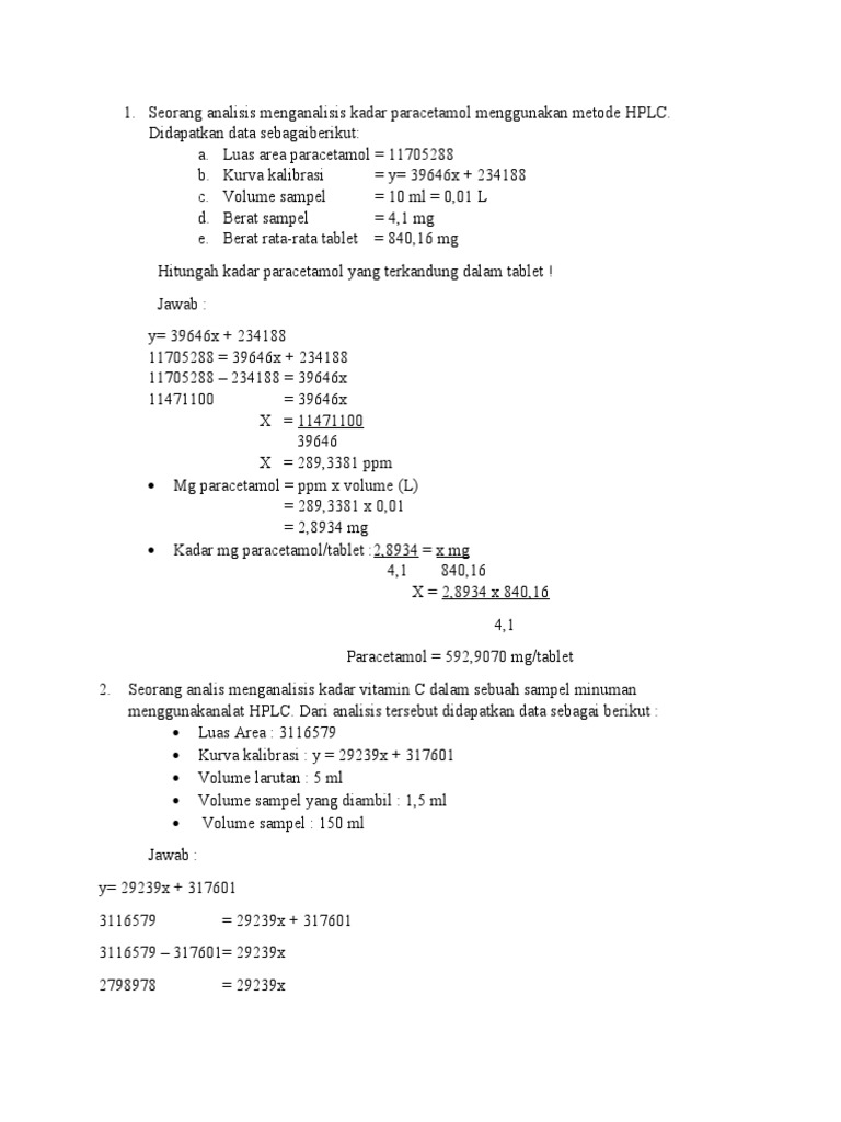 Contoh Perhitungan HPLC | PDF