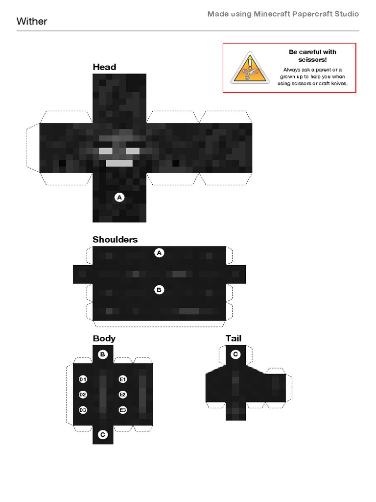 Minecraft Papercraft Wither