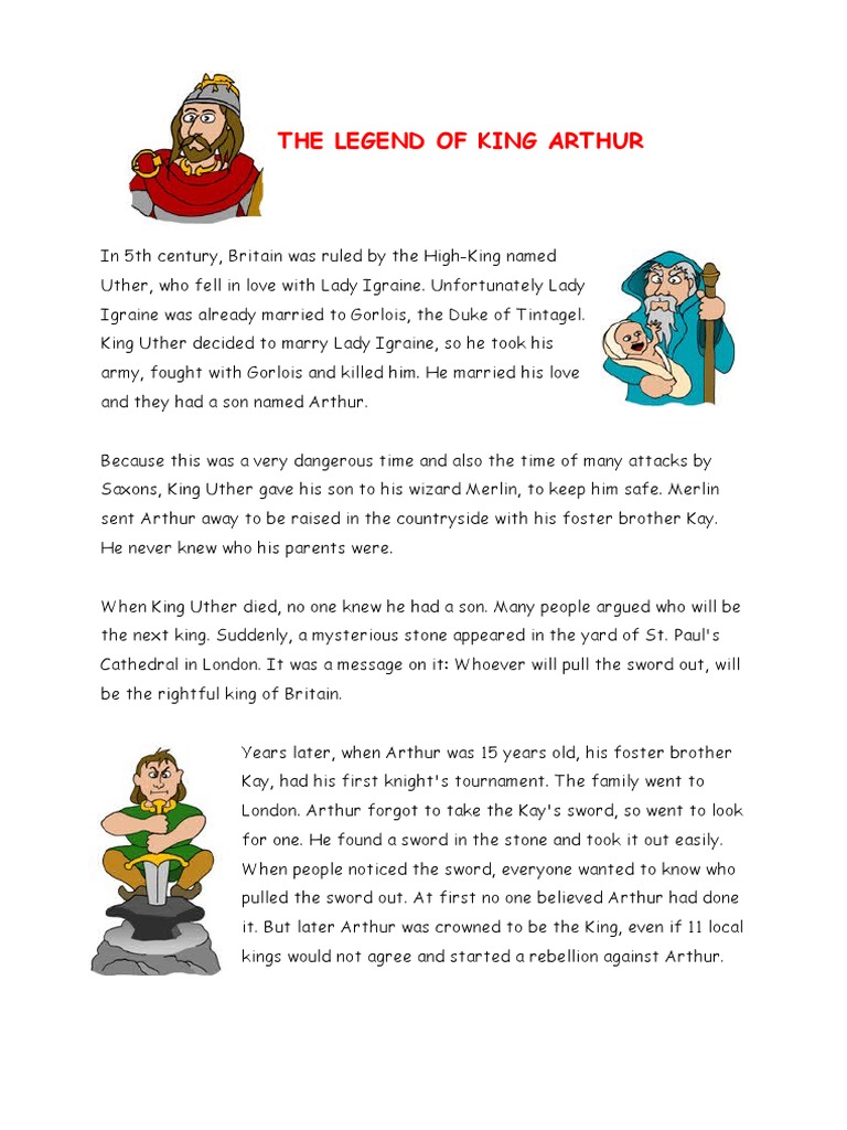 The Legend of King Arthur Conversation Topics Dialogs Fun Activities ...