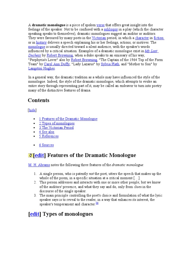 Dramatic Monologue | PDF | Poetry