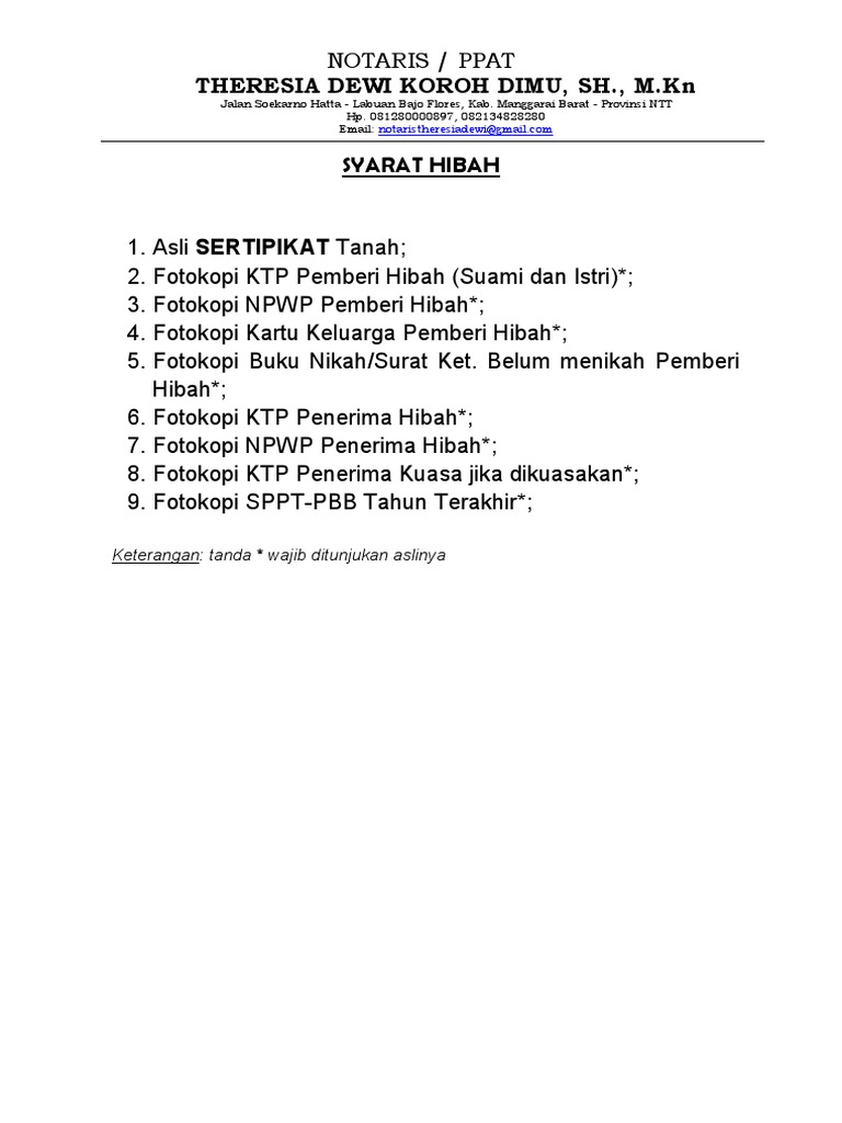 Syarat Akta Hibah (Ppat) | PDF