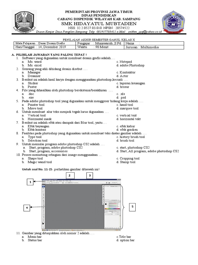 Soal Dasar Desain Grafis Kelas X Semester 1 2019 | PDF