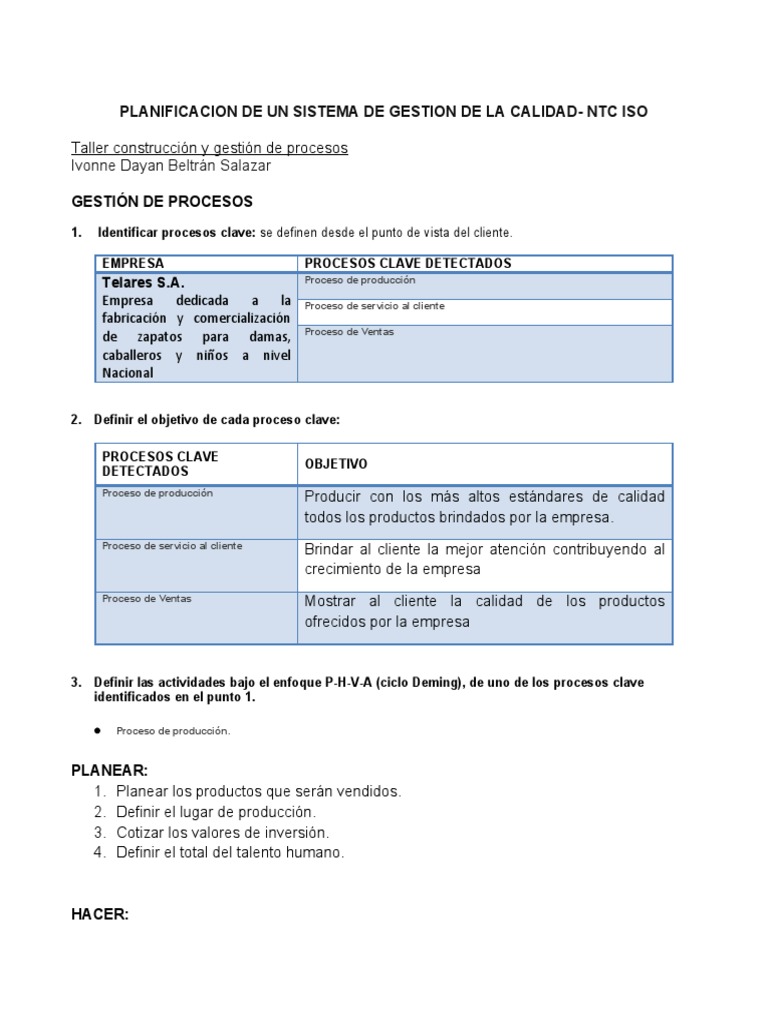 Planificacion de Un SGC | PDF | Empresas | Calidad (comercial)