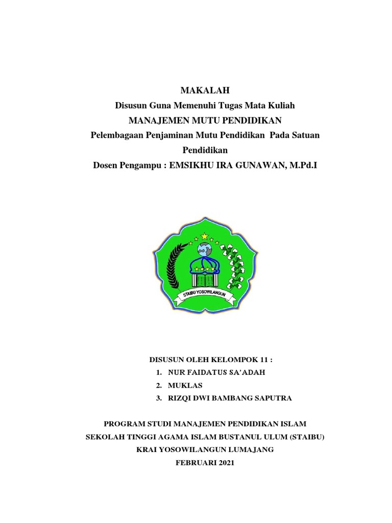 Penjaminan Mutu Pendidikan di STAIBU | PDF | Bisnis | Pengelolaan ...